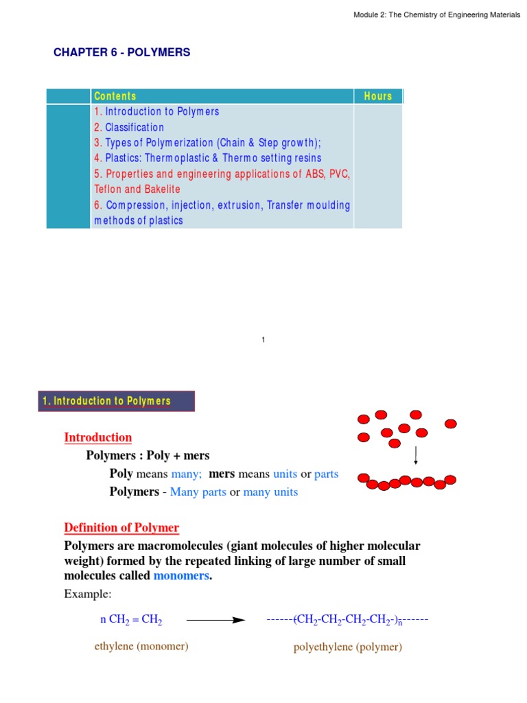Chapter 6 - Polymers | PDF | Polymerization | Polymers