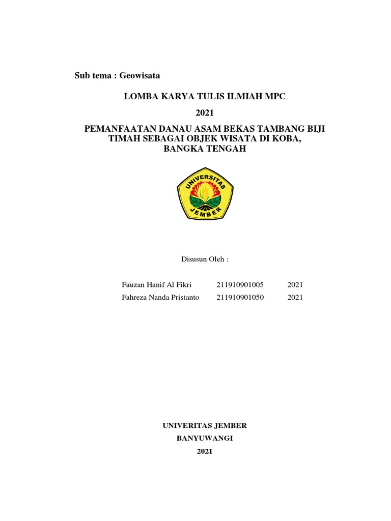 FULL PAPER - GEOWISATA - Fauzan Hanif Al Fikri - Pemanfaatan Danau Asam ...