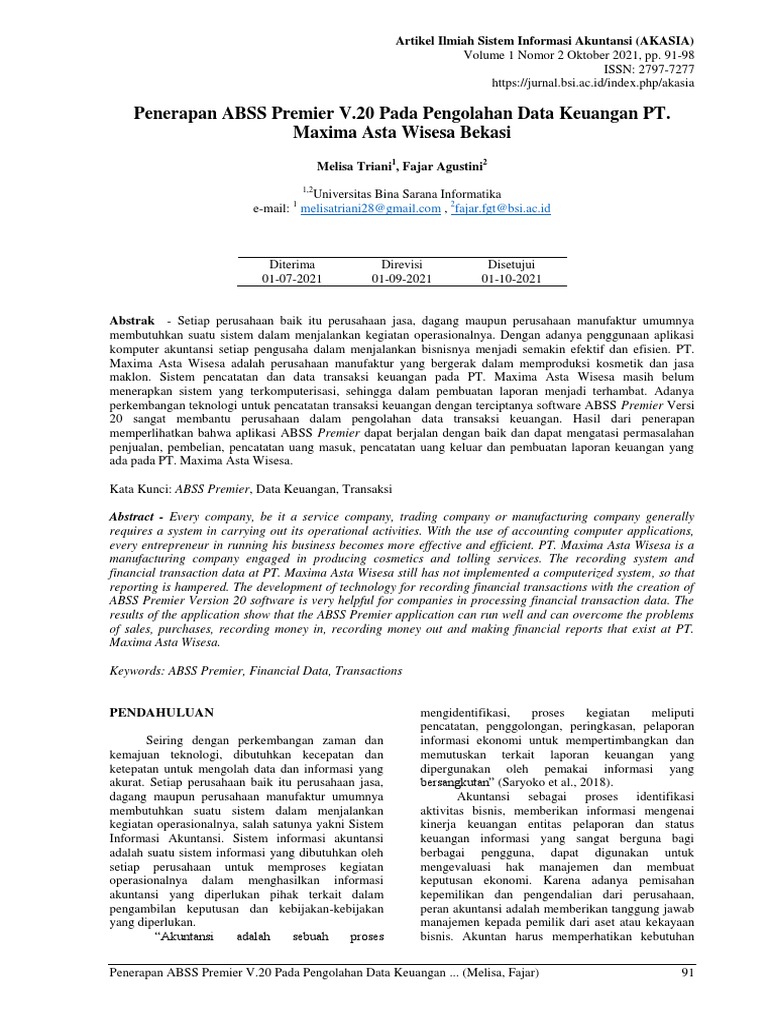 Penerapan ABSS Premier di PT. Maxima | PDF
