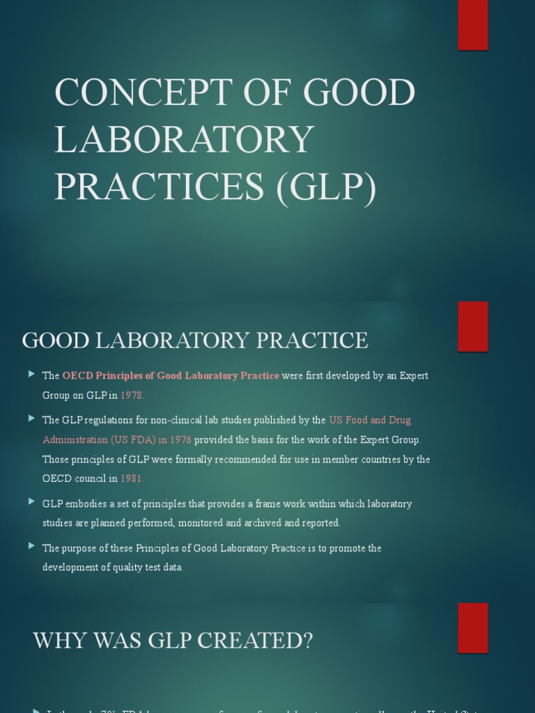 Concept of Good Laboratory Practices (GLP) | PDF