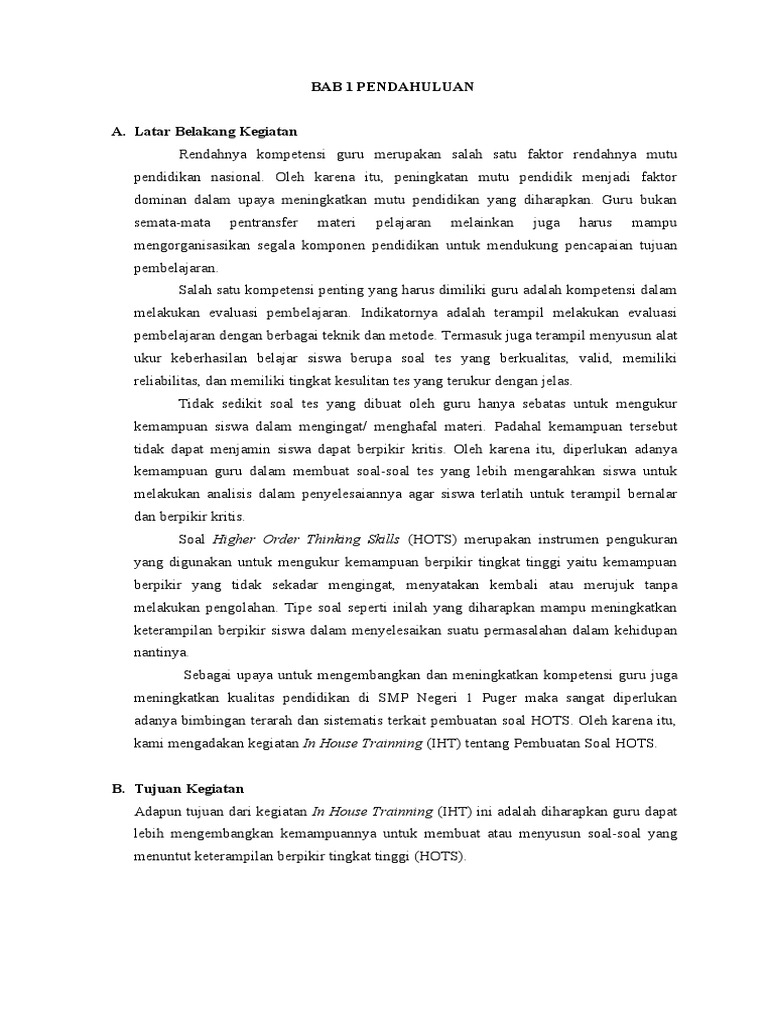 Proposal IHT Soal HOTS | PDF