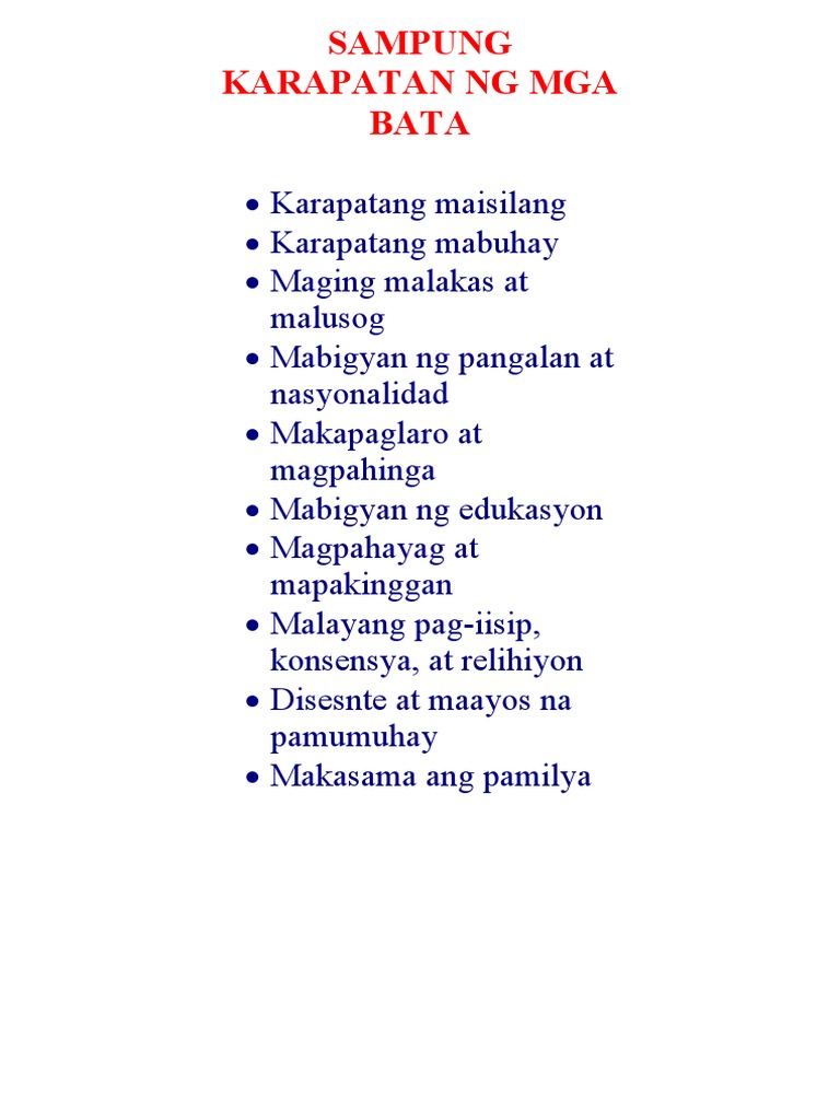 Sampung Karapatan NG Mga Bata | PDF