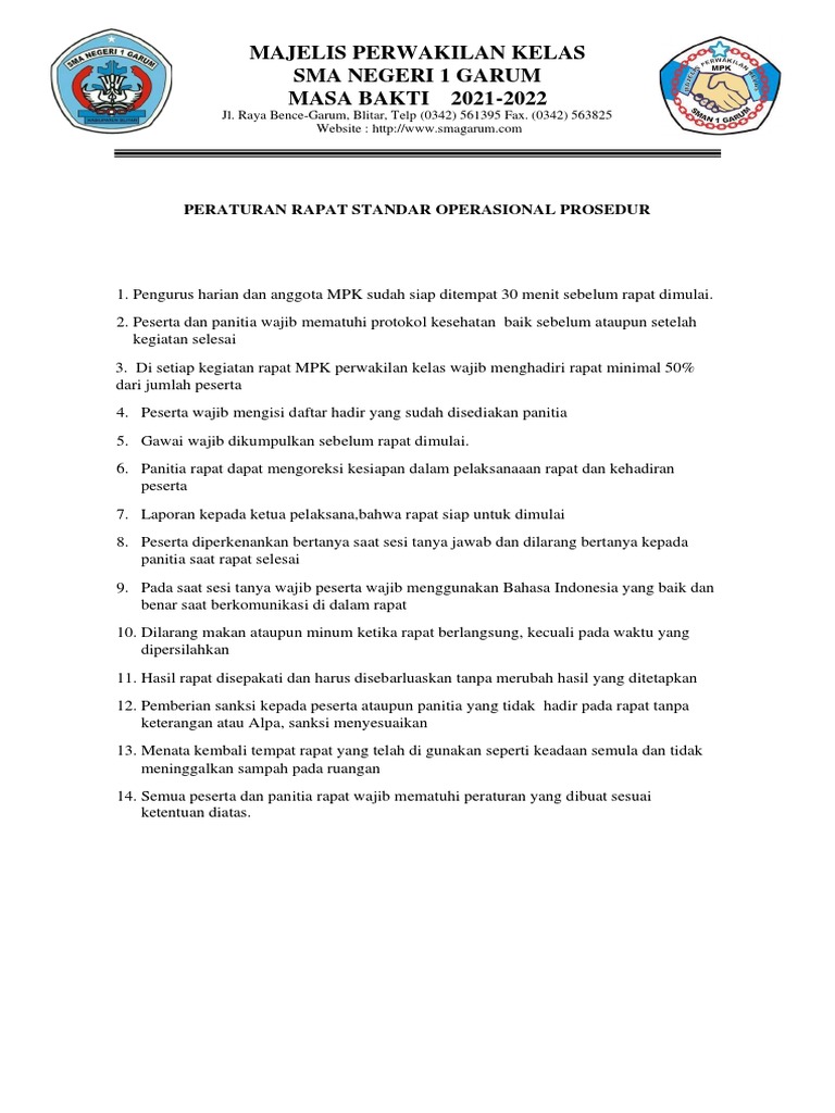 Peraturan Rapat Sop (1) - 1 | PDF