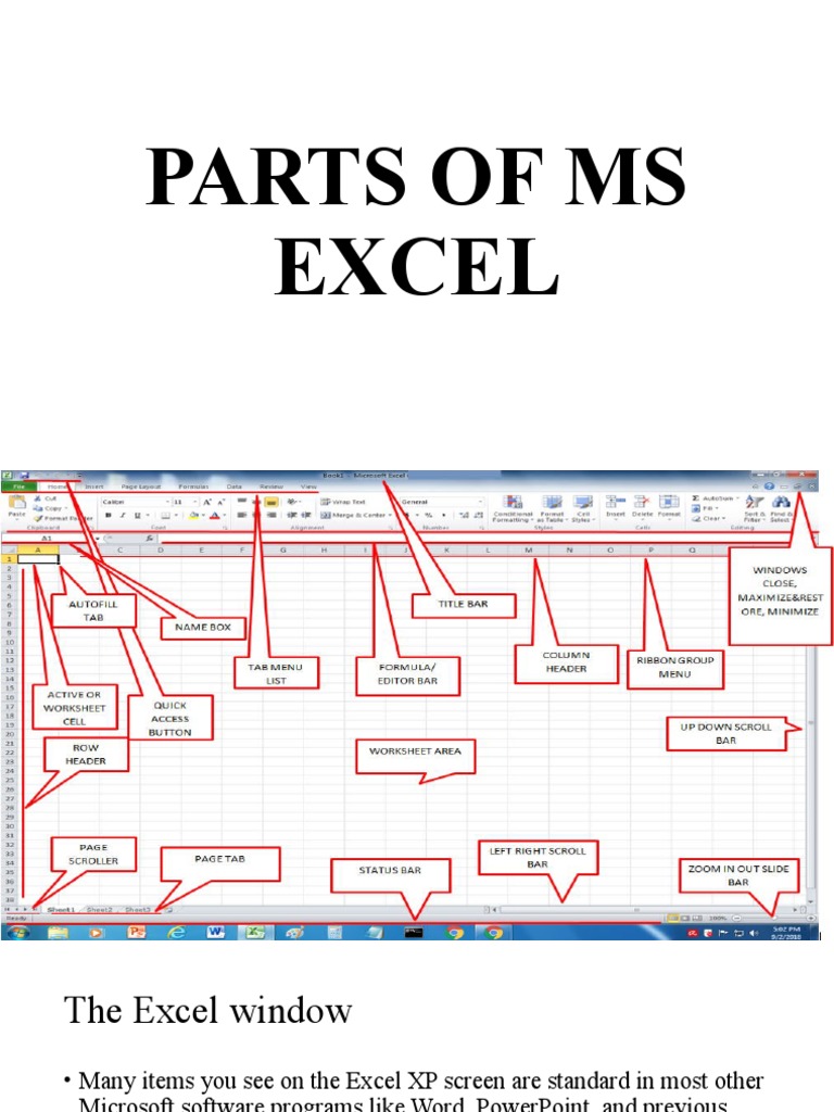 Parts of Ms Excel (q1) | PDF | Microsoft Excel | Spreadsheet