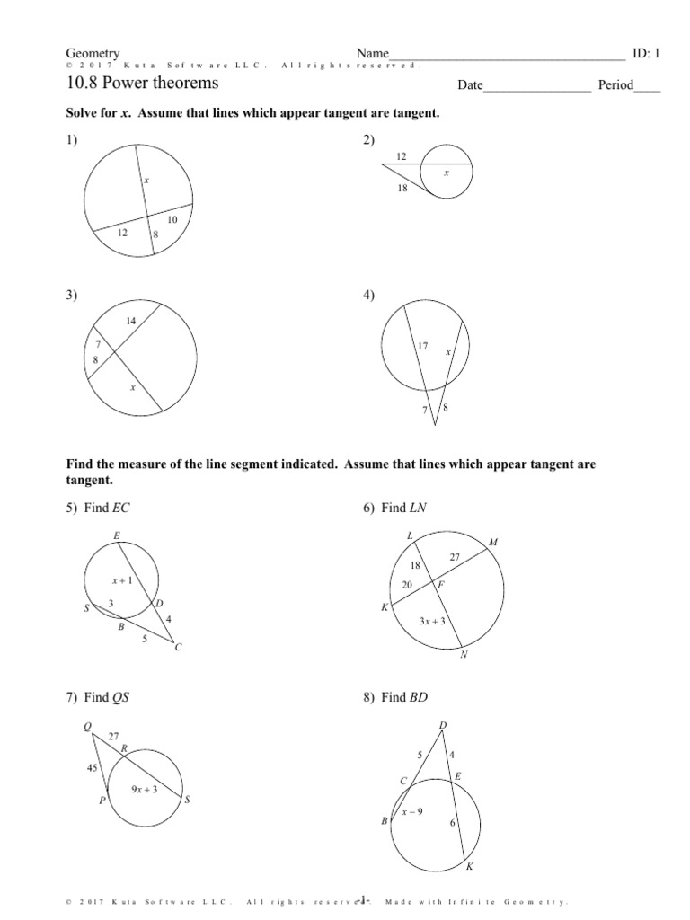 10.8 Power Theorems | PDF | Geometry | Mathematics