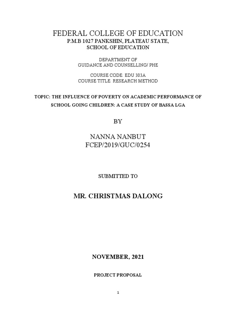 Project Proposal The Influence of Poverty On Academic Performance of ...