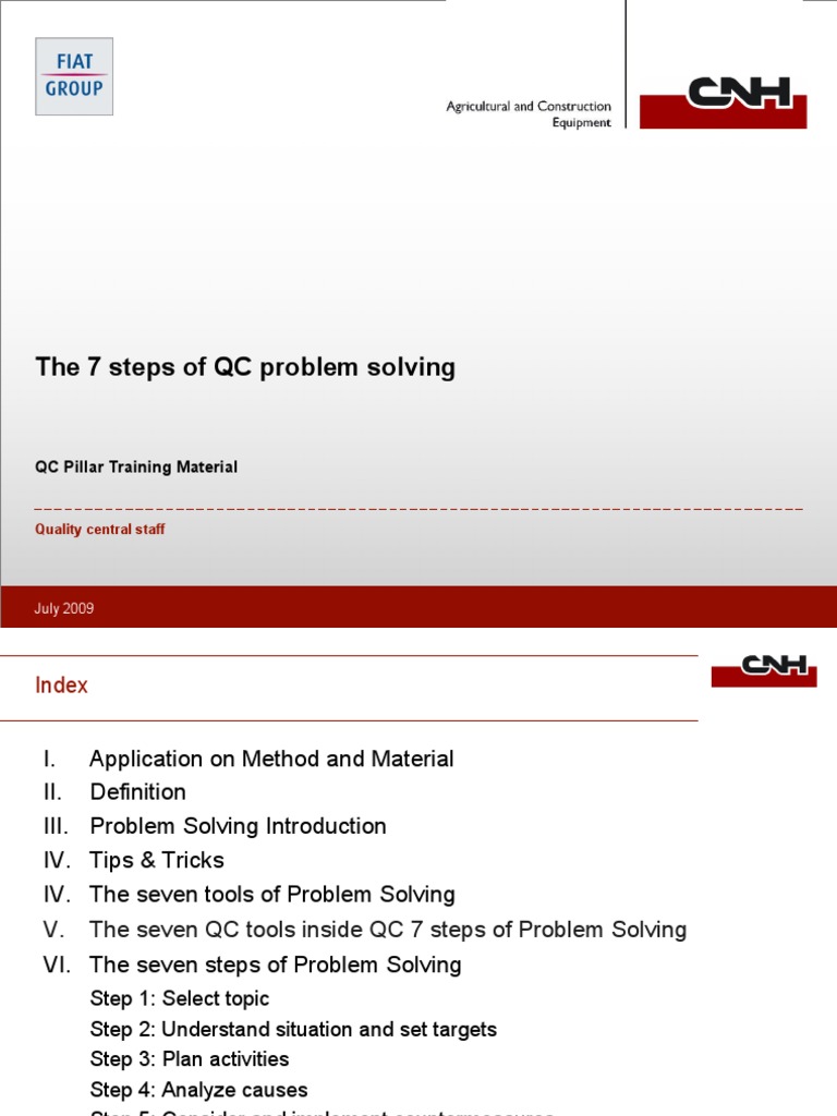 The 7 Steps of QC Problem Solving: QC Pillar Training Material | PDF ...