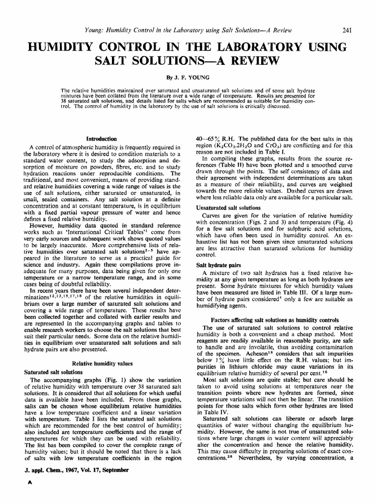 Humidity Control in The Laboratory Using Salt Solutions-A Review | PDF ...