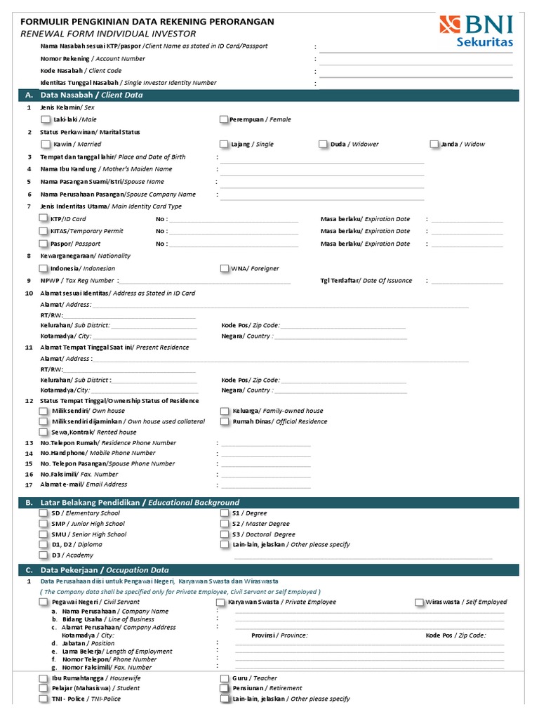 Form Pengkinian Data Perorangan 2017 | PDF | Identity Document