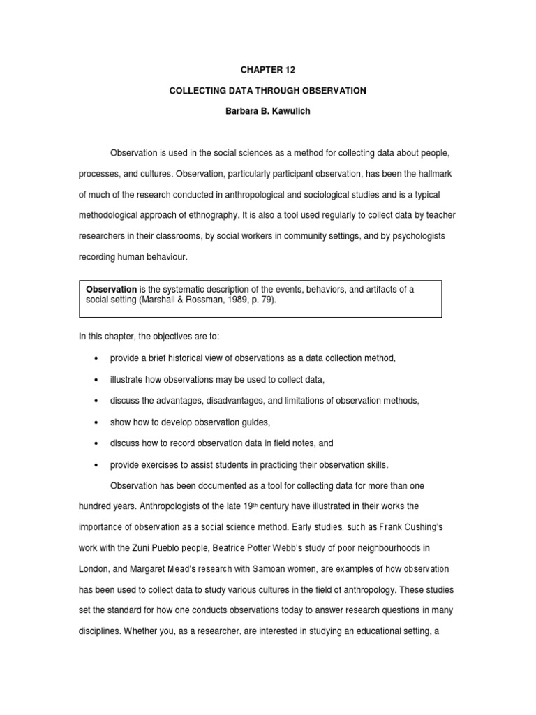 Data Collection via Observation Methods | PDF | Observation | Social ...