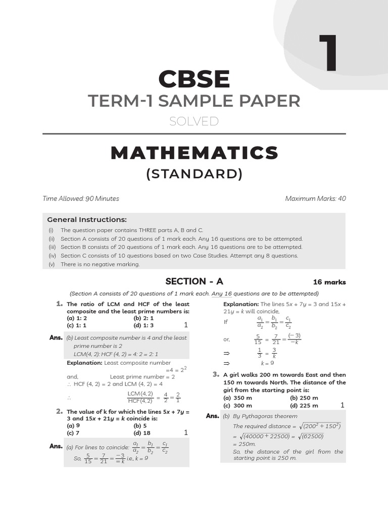 Mathematics: Term-1 Sample Paper | PDF | Area | Trigonometric Functions