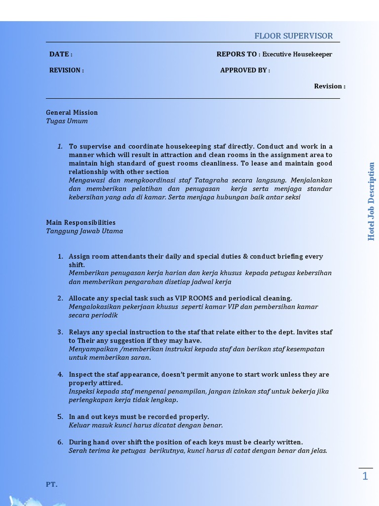 Floor Supervisor | PDF | Employment | Business