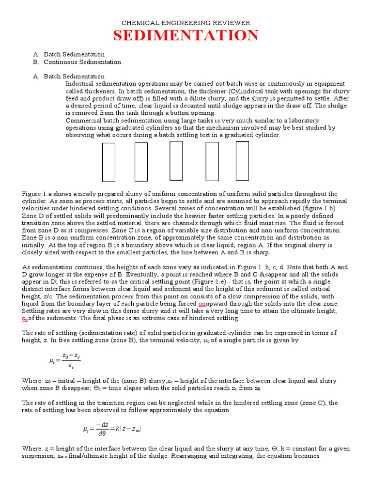 Understanding Batch Sedimentation A Detailed Explanation Of The