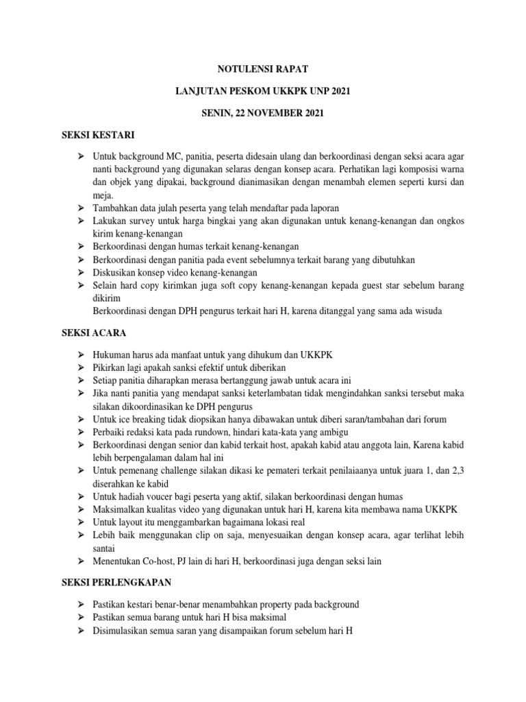 Notulensi Rapat | PDF