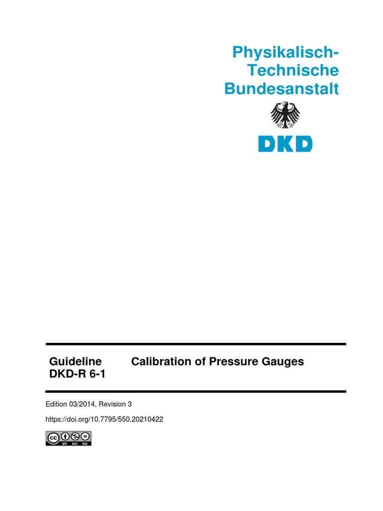 Physikalisch-Technische Bundesanstalt: Guideline DKD-R 6-1 Calibration ...