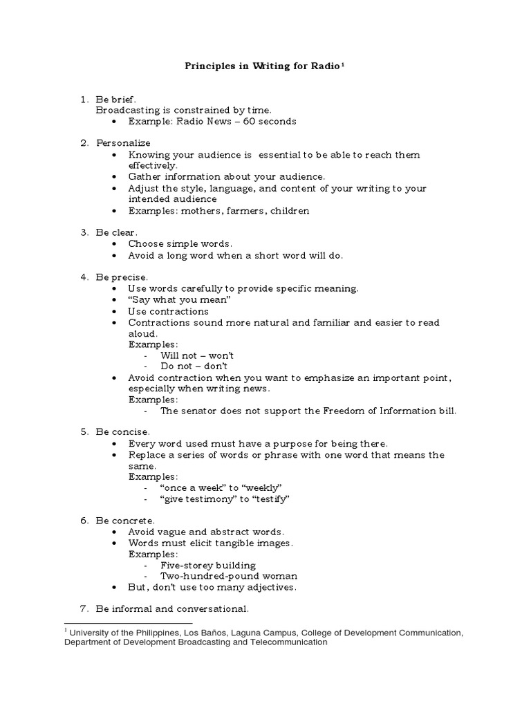 Principles in Writing For Radio | PDF | Broadcasting | Cognition