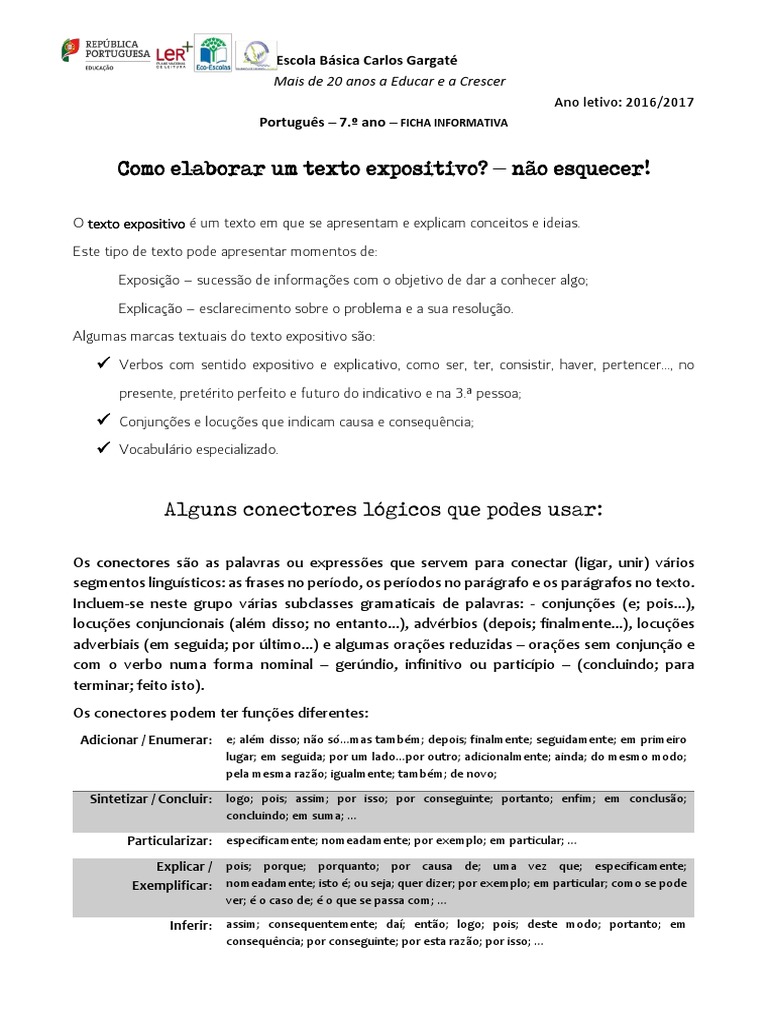 Texto Expositivo Estrutura | PDF | Gramática | Linguística