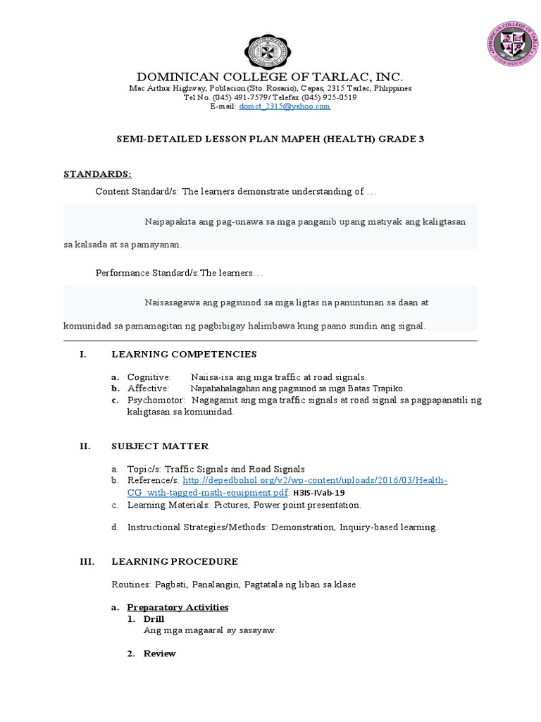 Lessonplan - Road and Traffic Signals. | PDF