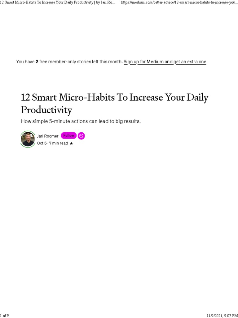 12 Smart Micro-Habits To Increase Your Daily Productivity by Jari ...