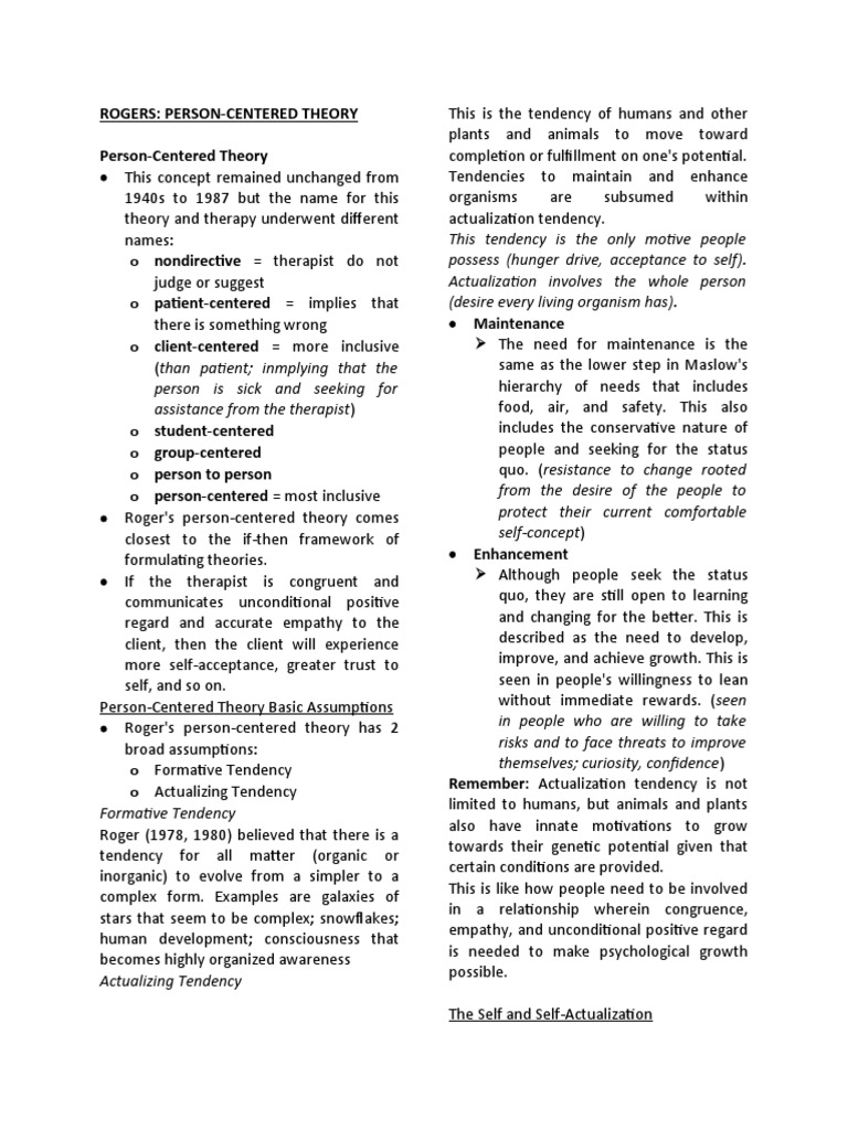 ToP - Chapter 10 Rogers & Person-Centered Theory | PDF | Psychotherapy ...