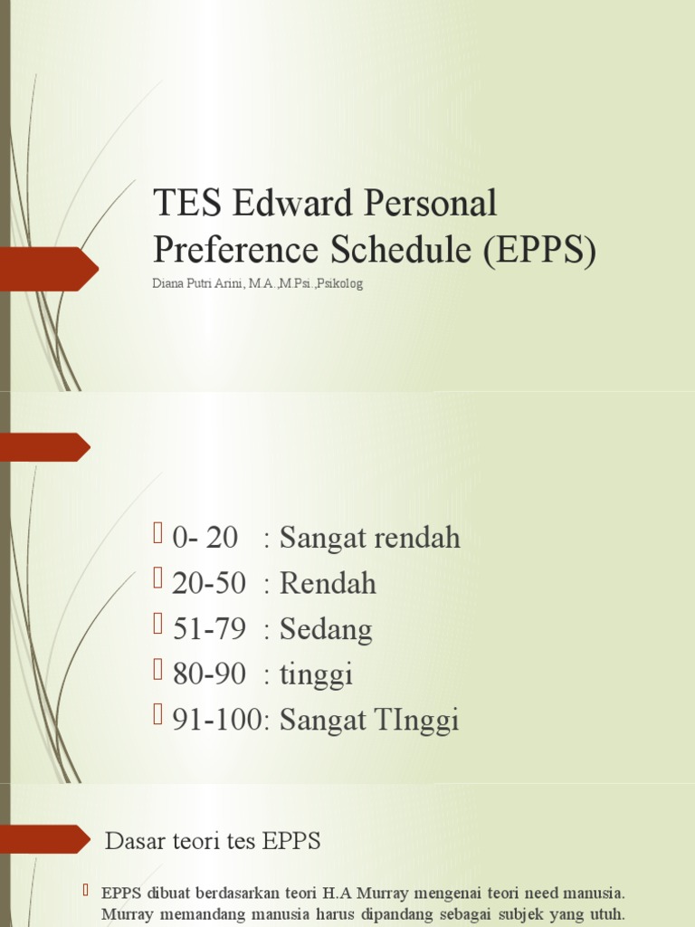 Panduan Tes EPPS dan Kegunaannya | PDF | Karier & Perkembangan