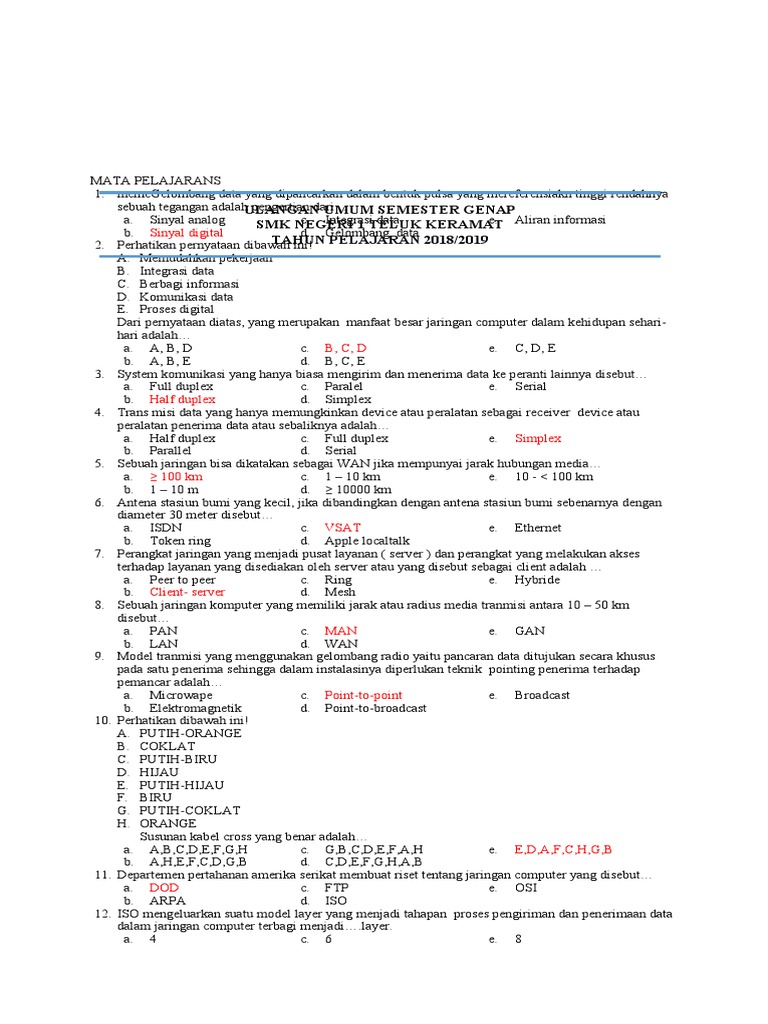 Soal KJD Semester 2 | PDF