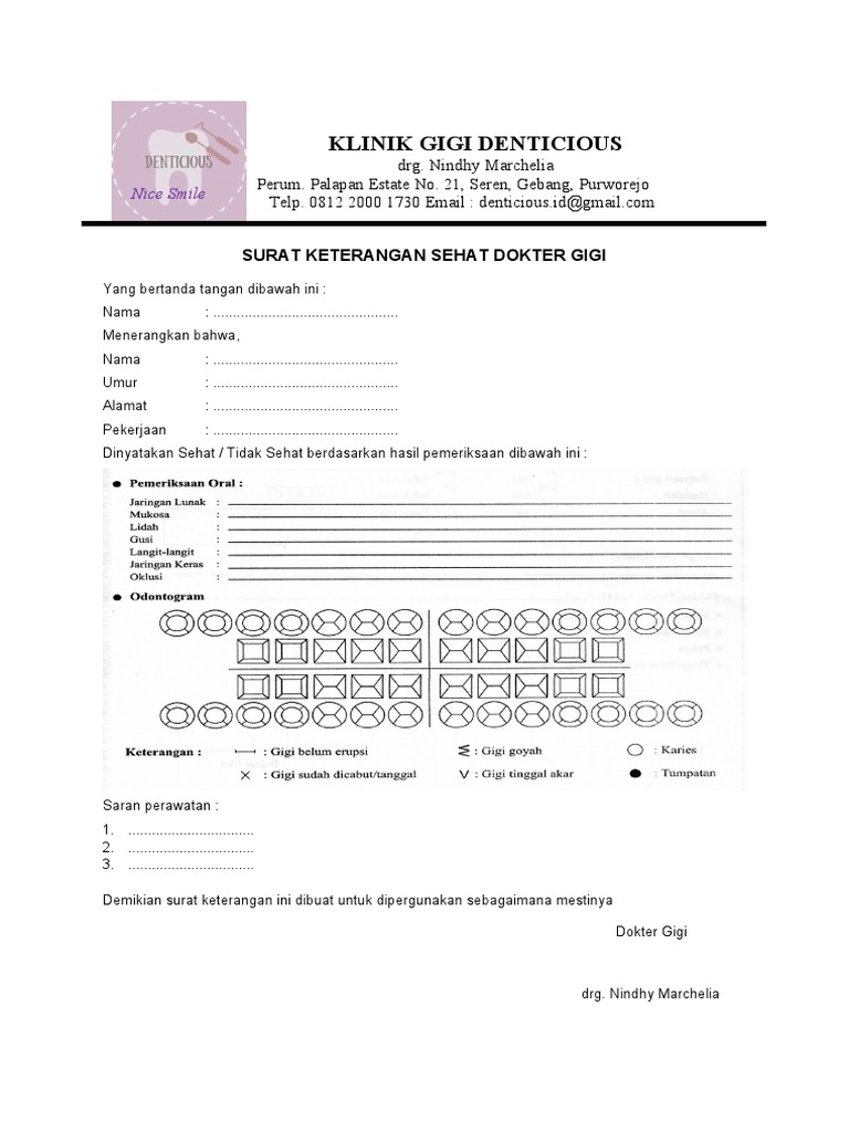 Surat Keterangan Sehat Gigi | PDF