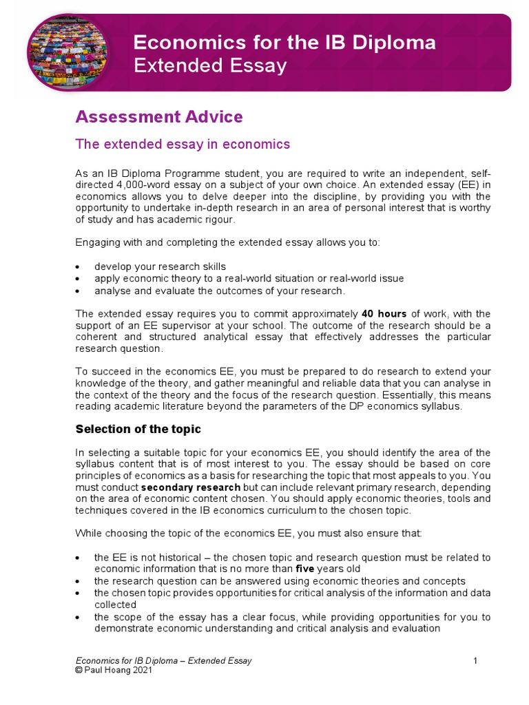 Economics For The IB Diploma Extended Essay | PDF | Economics | Essays