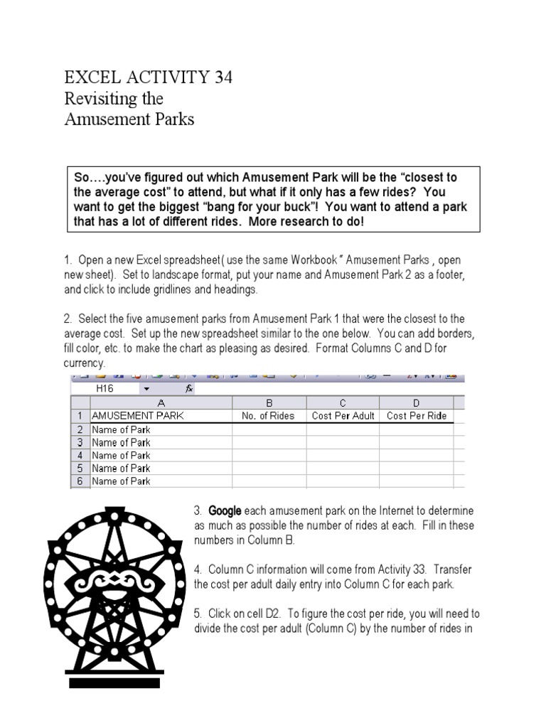 Excel Activity 34 Revisiting The Amusement Parks | Download Free PDF ...