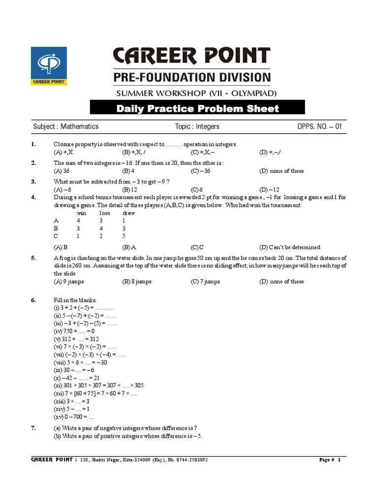 Maths Olympiad Class 7 | PDF | Area | Triangle