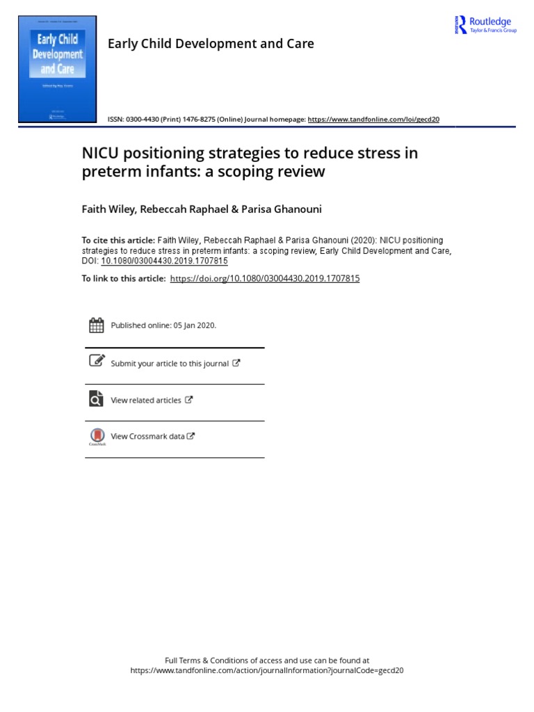NICU Positioning Strategies To Reduce Stress in Preterm Infants: A ...