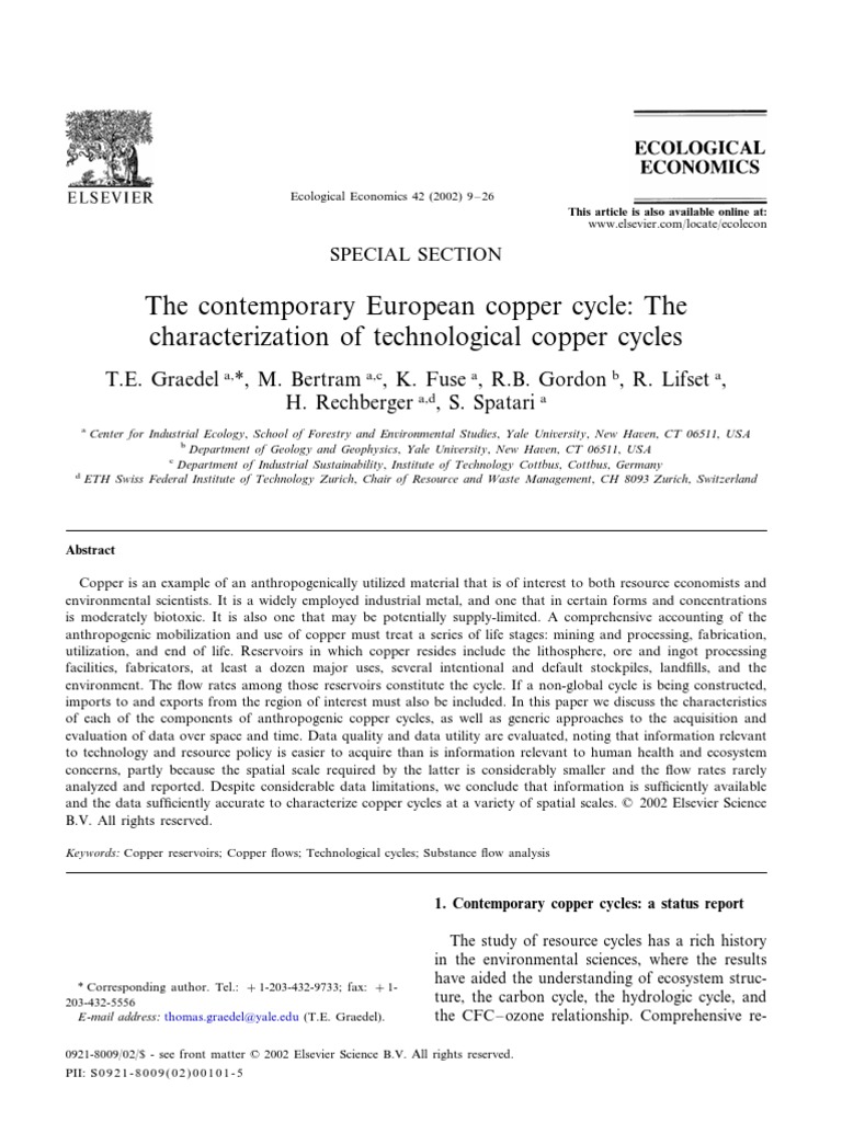 The Contemporary European Copper Cycle: The Characterization of ...