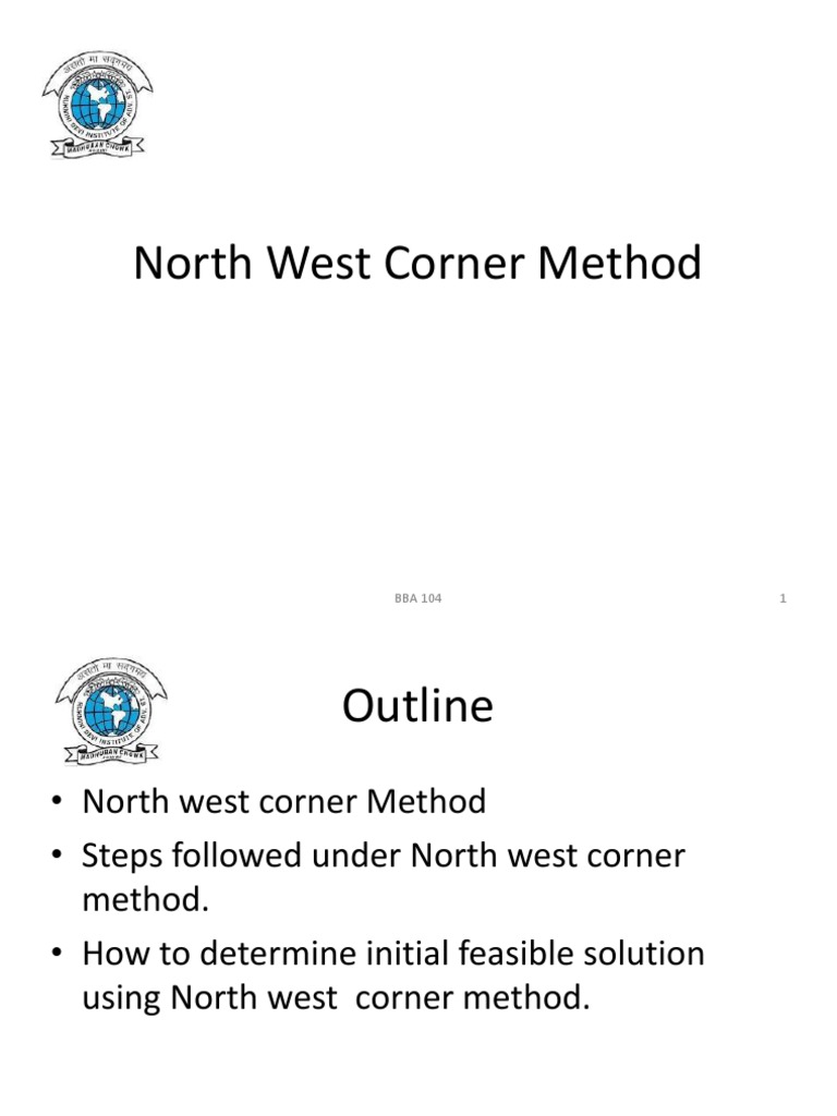 North West Corner Method | PDF | Linear Programming | Mathematical Logic