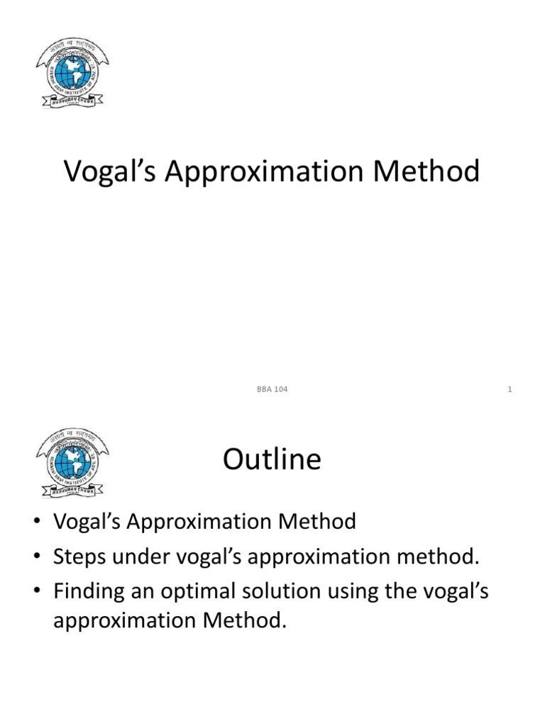 Vogal's Approximation Method | PDF | Mathematical Optimization | Approximation