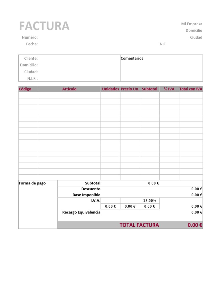 Modelo Factura Excel | PDF | Contabilidad | Documentos empresariales