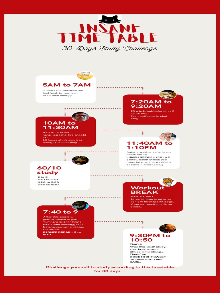 30 Days Study Challenge Schedule | PDF