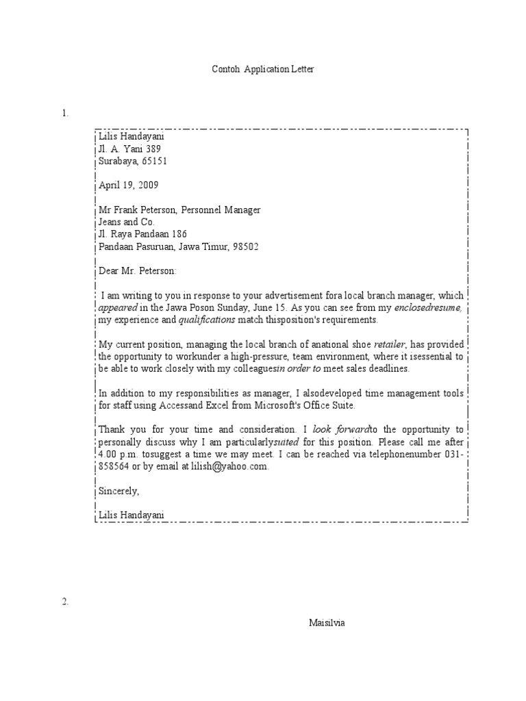 Contoh Application Letter | PDF