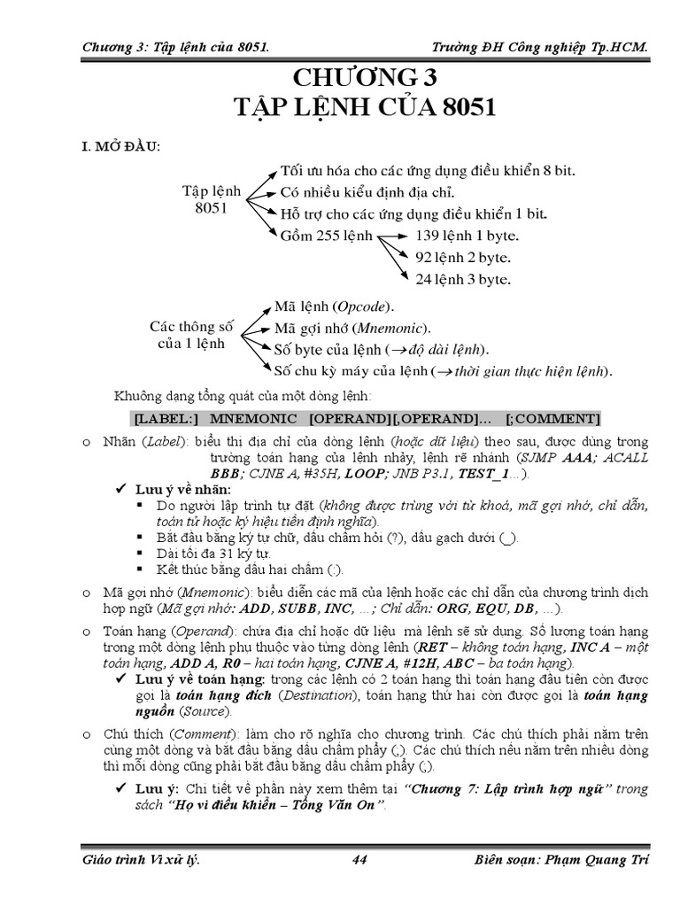 Chuong 3 - Tap Lenh 8051 | PDF