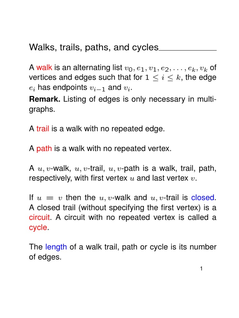 Walks, Trails, Paths, and Cycles:, E, V, E, - . - , E, V I K, The Edge ...