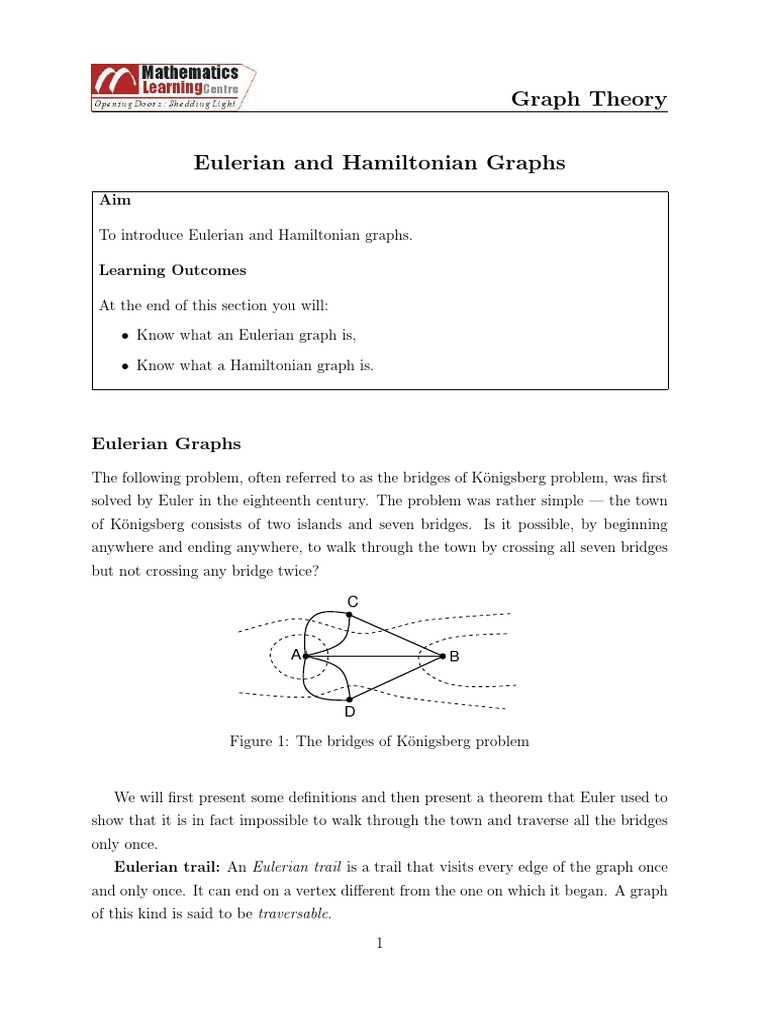 Eulerian vs Hamiltonian Graphs Guide | PDF | Mathematics | Mathematical Concepts