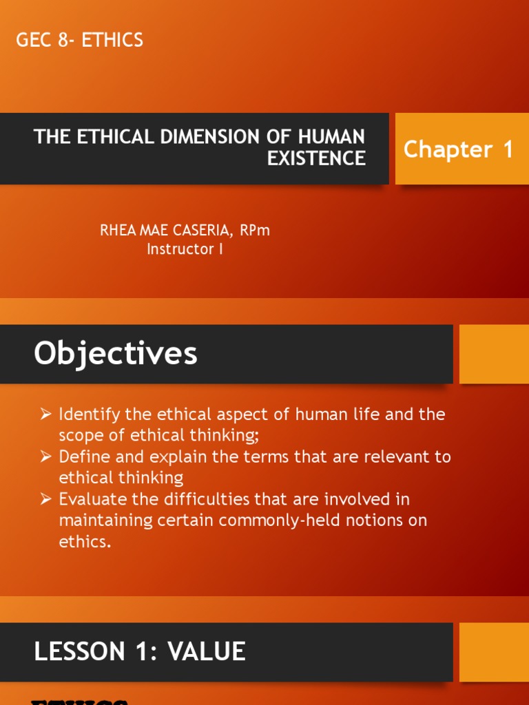 Gec 8-Ethics: The Ethical Dimension of Human Existence | PDF | Morality ...