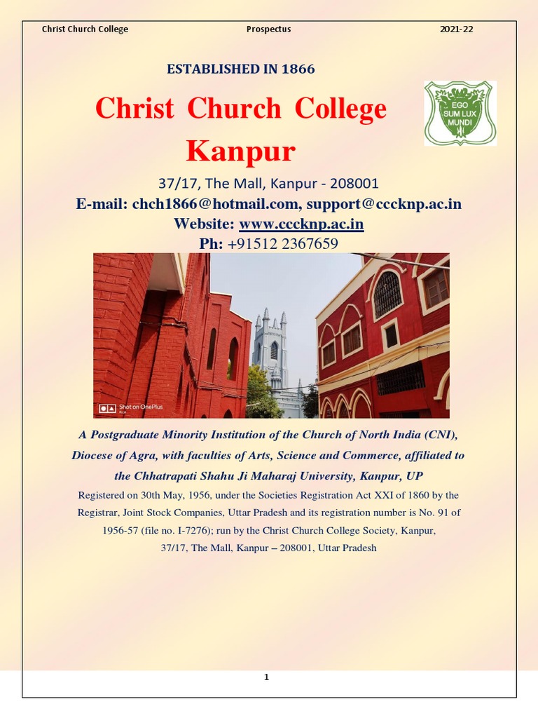 Christ Church College Kanpur: Website: WWW - Cccknp.ac - in PH: +91512 ...