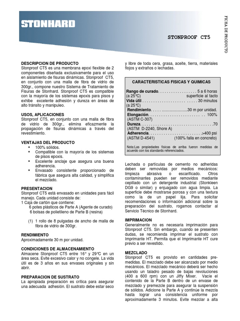 Stonproof CT5 | PDF | Agua | Lentes