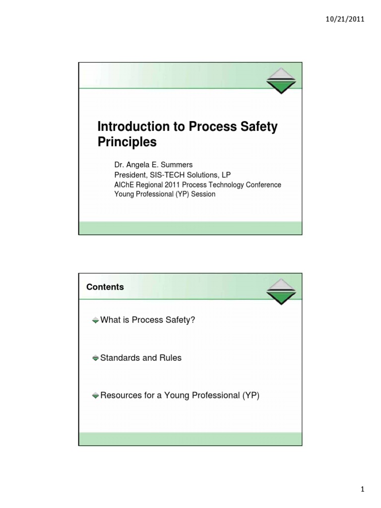 Introduction To Process Safety Principles | PDF | Occupational Safety ...