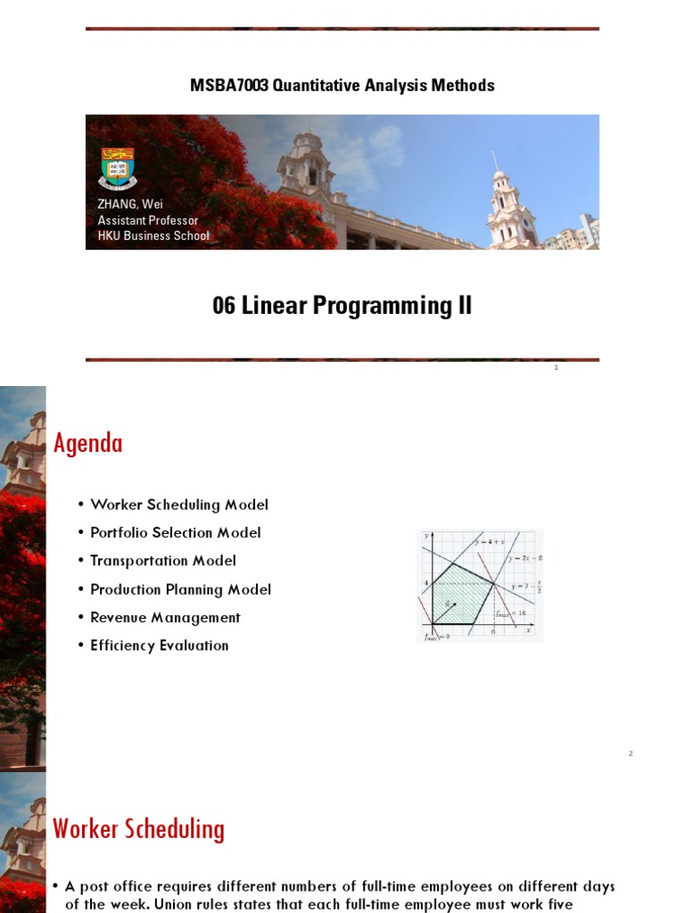 06 Linear Programming II: MSBA7003 Quantitative Analysis Methods | PDF | Economies | Applied ...