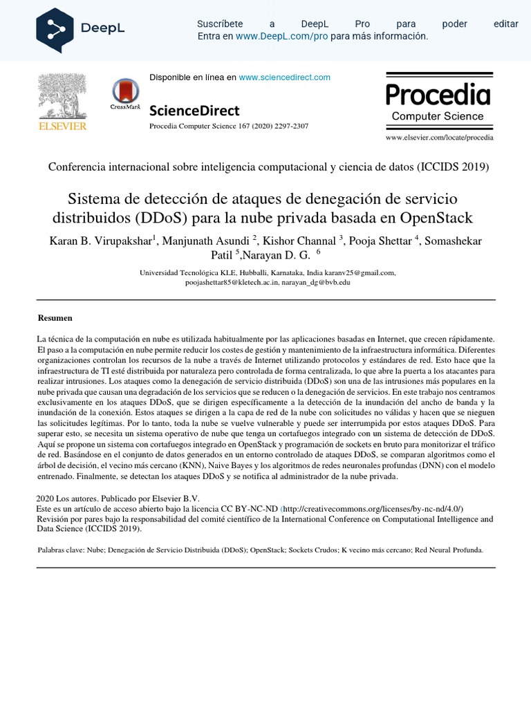 13° Articulo - Distributed Denial of Service (DDoS) Attacks Detection System For OpenStack-based ...