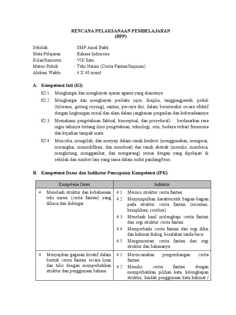 RPP 3.4 Dan 4.4 | PDF