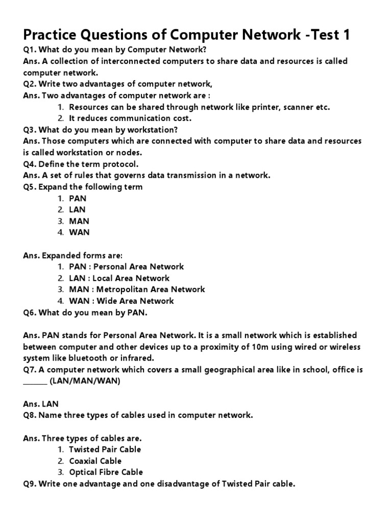Practice Questions of Computer Network | PDF | World Wide Web | Internet & Web