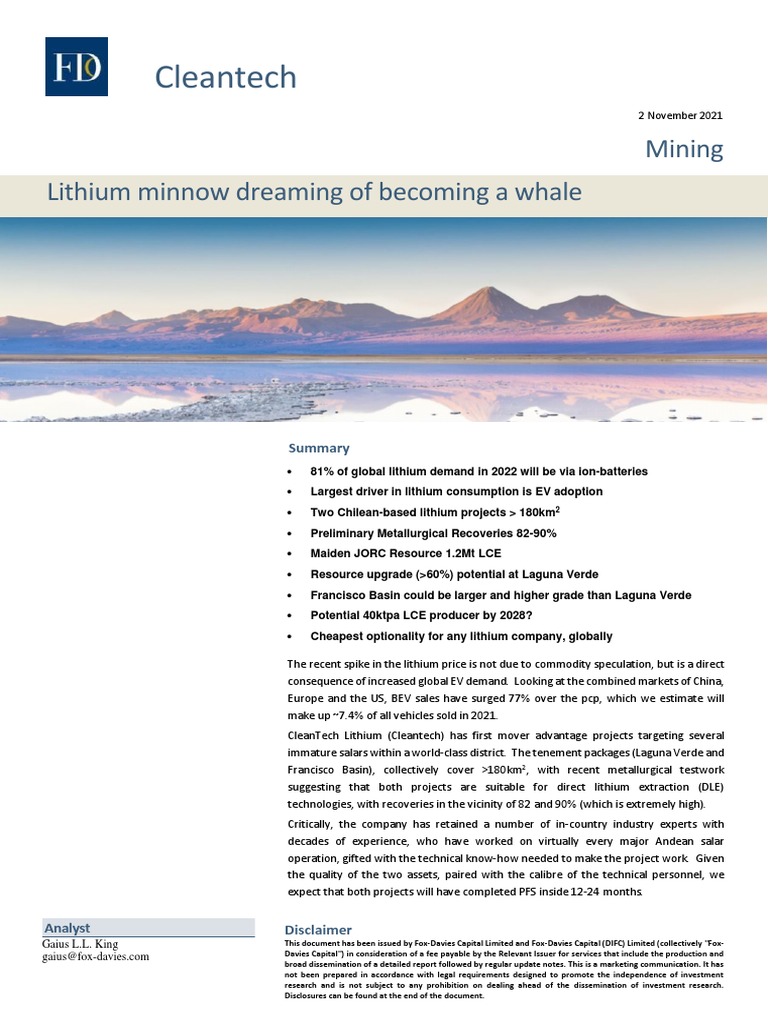 Cleantech Pre IPO v.2 | PDF | Lithium | Ion Exchange