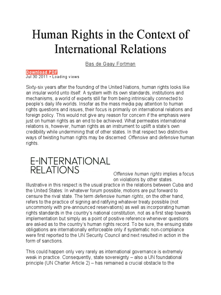 Human Rights in The Context of International Relations | PDF | Human ...